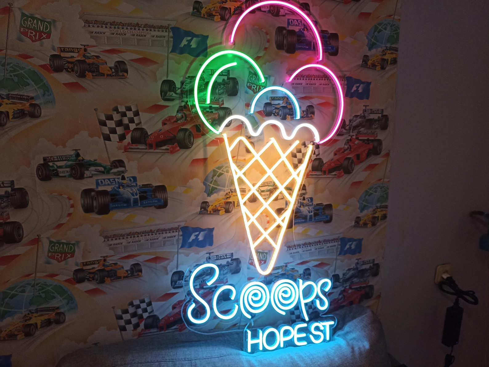 Neon Ice Cream Sign, Ice Cream Cone Neon Sign, Neon Ice Cream Cone ...