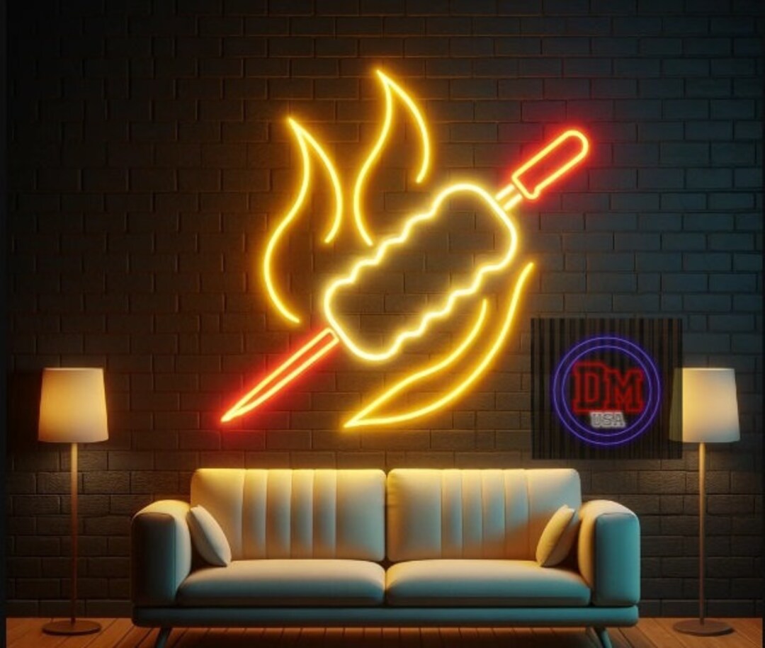 Neon Kebab Sign, Kebab Shaped Neon Sign, Neon Shawarma Sign, Neon Gyro ...