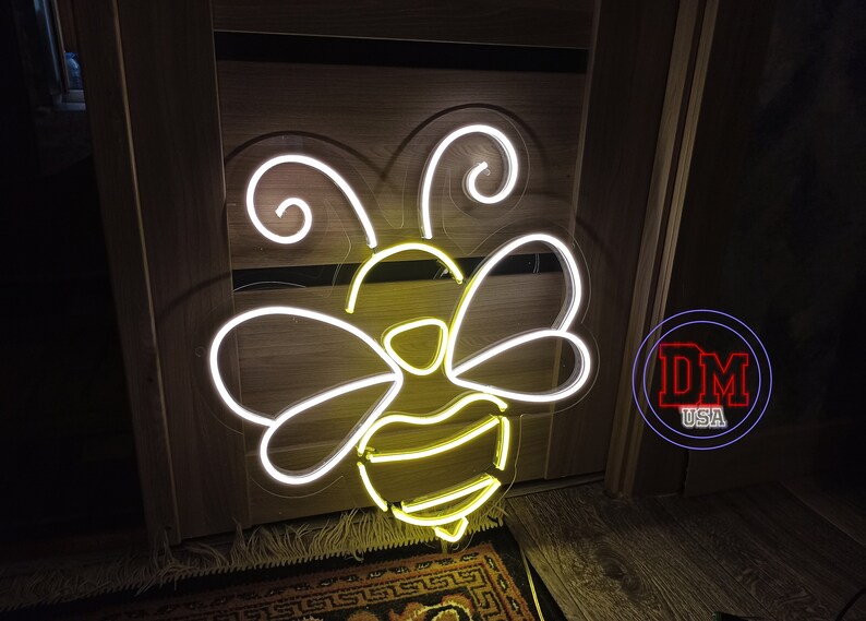 Bee Neon Sign, Honeybee Neon Sign, Bee Led Neon Light, Bee Lover Gift, Honey Neon Sign, Honeybee ...