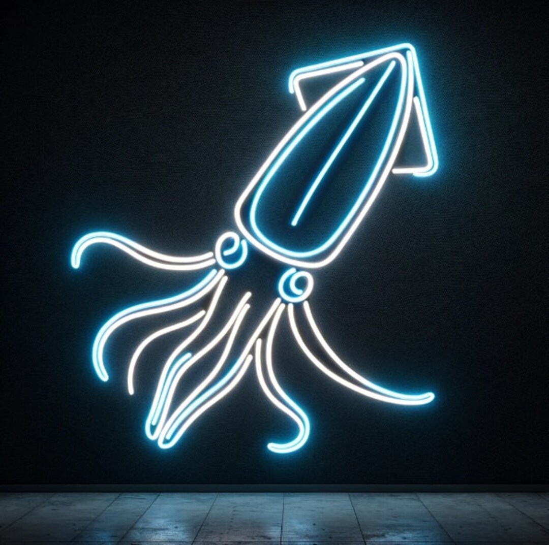Neon Squid Sign, Squid Neon Sign, Neon Calamari Sign, Calamari Neon Light, Squid LED Sign ...