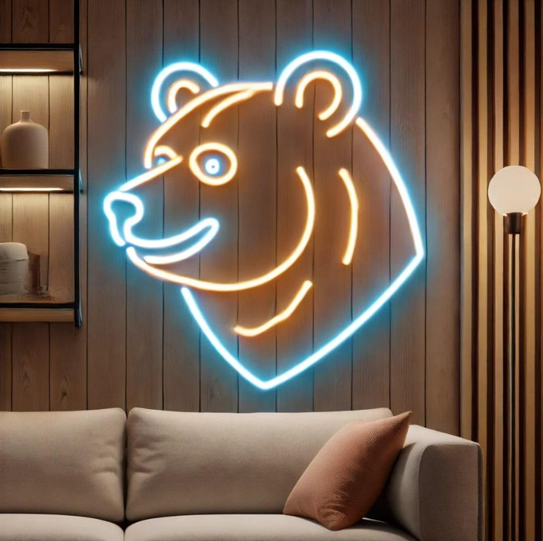 Bear Head Neon Sign, Neon Bear Head Sign, Bear Neon Light, Bear Head ...