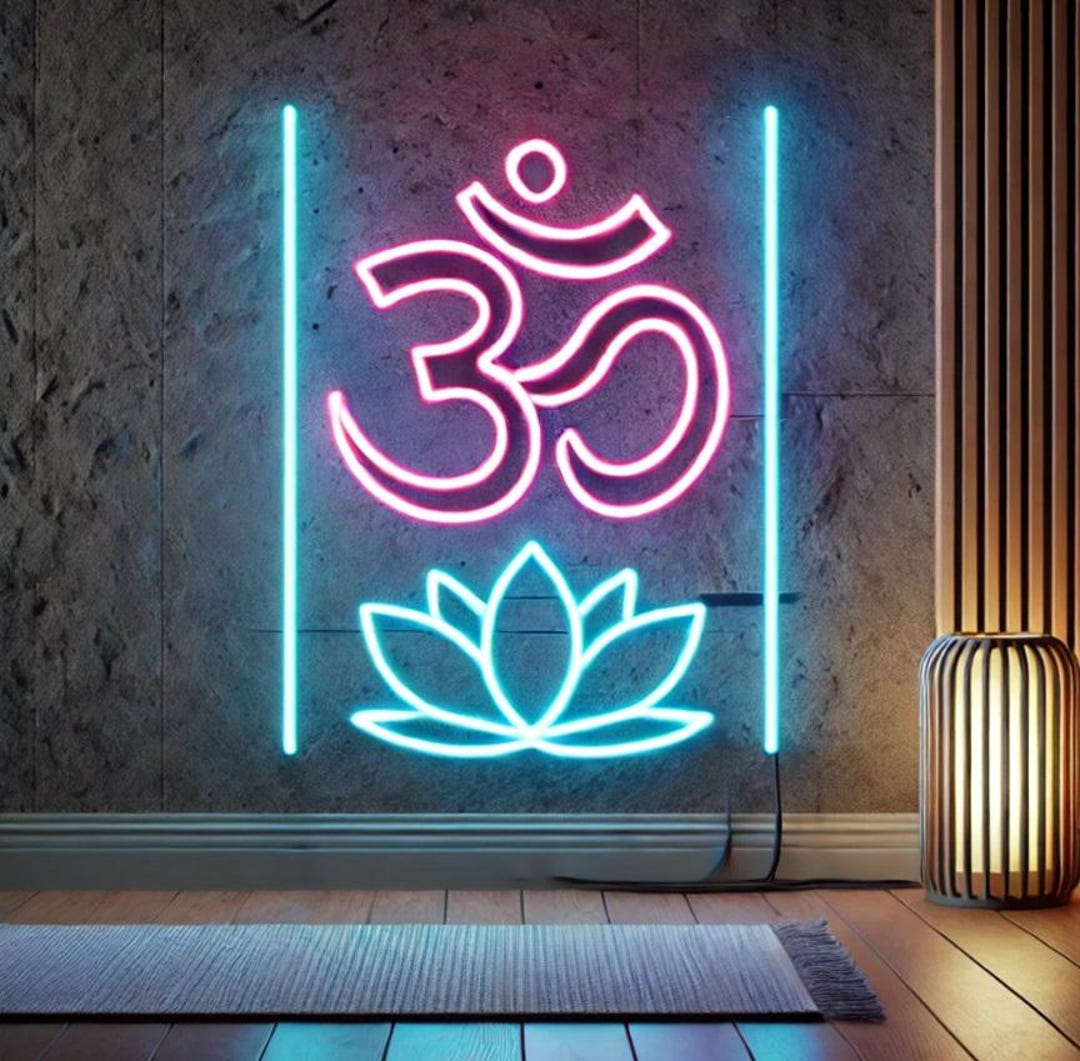 Yoga Neon Sign, Namaste Symbol Neon Sign, Neon Sign Namaste, Neon Sign ...
