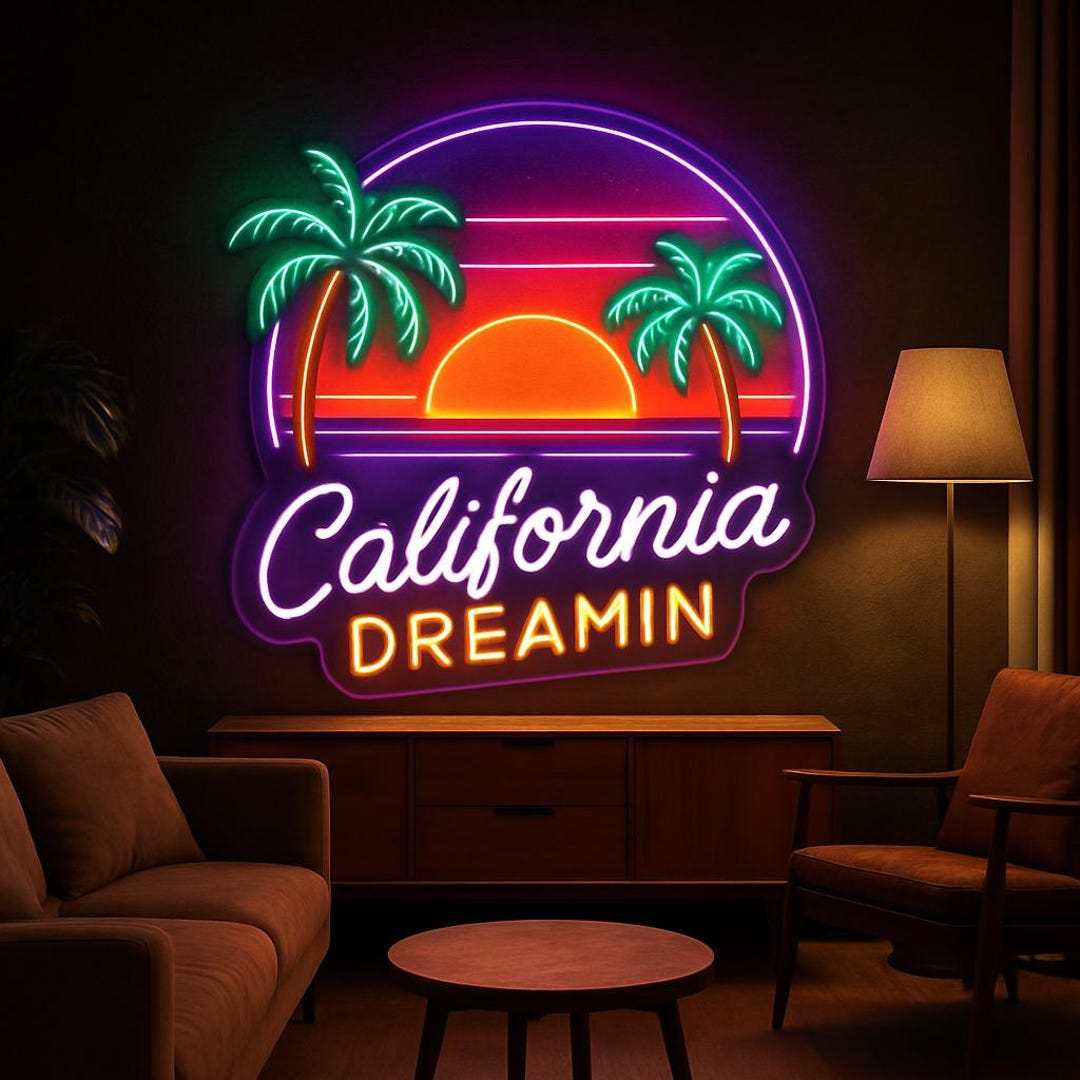 California Dreamin Neon Sign – Palm Trees & Sunset Beach Light for ...