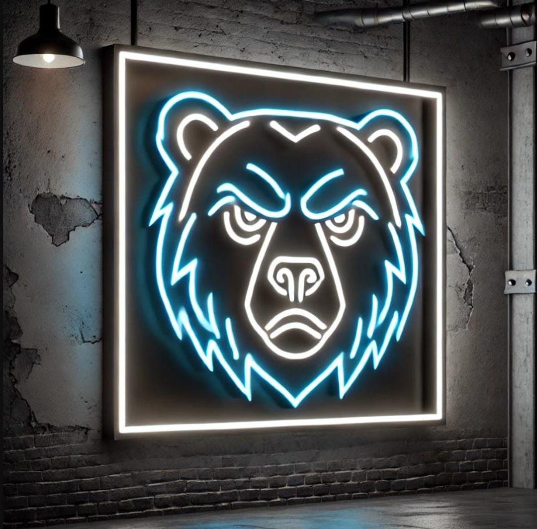Bear Grizzly Head Neon Sign, Neon Bear Head Sign, Bear Neon Light, Bear ...