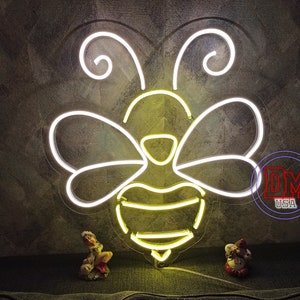 Bee Neon Sign, Honeybee Neon Sign, Bee Led Neon Light, Bee Lover Gift, Honey Neon Sign, Honeybee ...