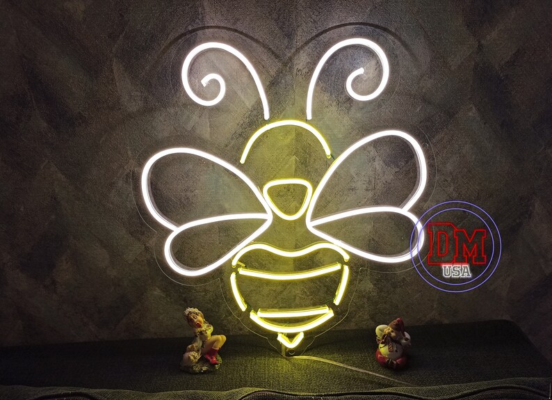 Bee Neon Sign, Honeybee Neon Sign, Bee Led Neon Light, Bee Lover Gift, Honey Neon Sign, Honeybee ...
