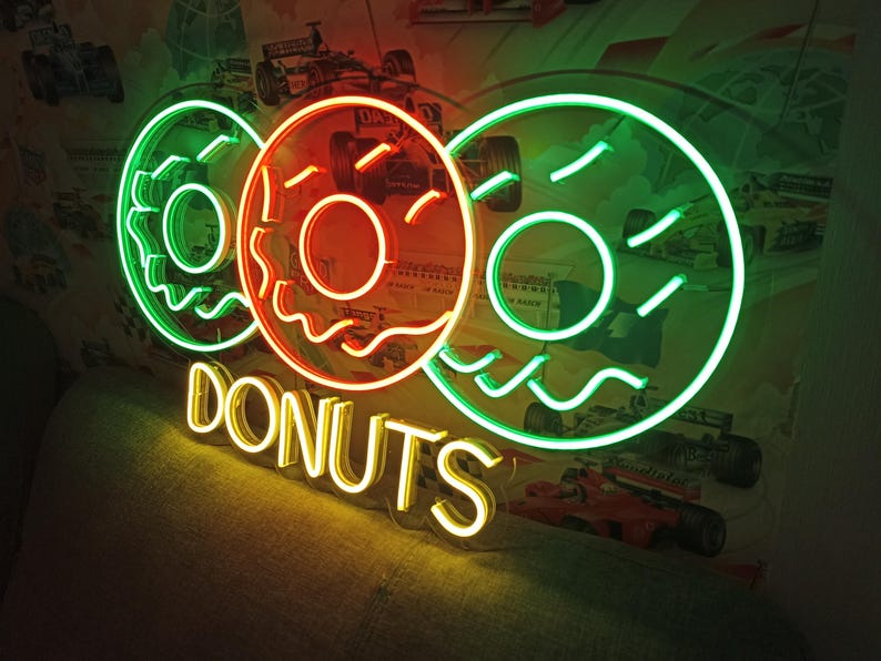 Donut Neon Sign, Neon Donut Sign, Light up Donut Sign, LED Donut Sign ...