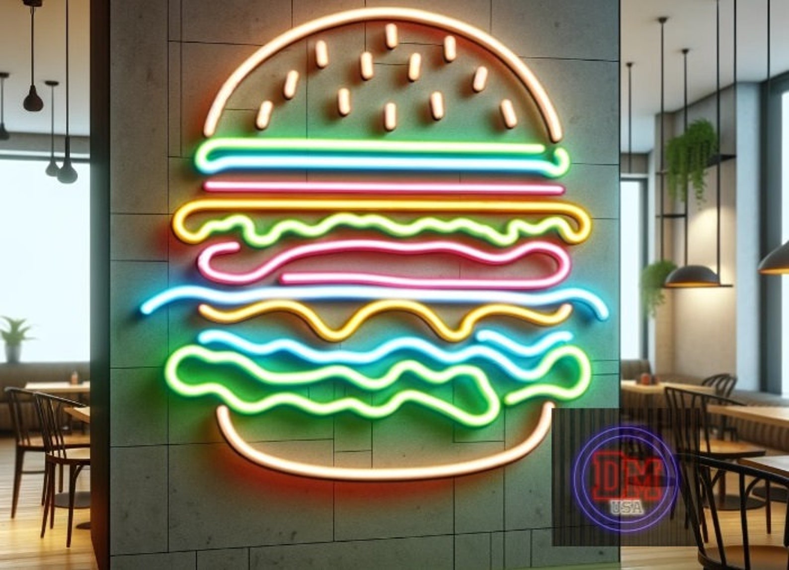 Burger Neon Sign, Hamburger Neon Sign, Street Food Neon Sign, Fresh ...