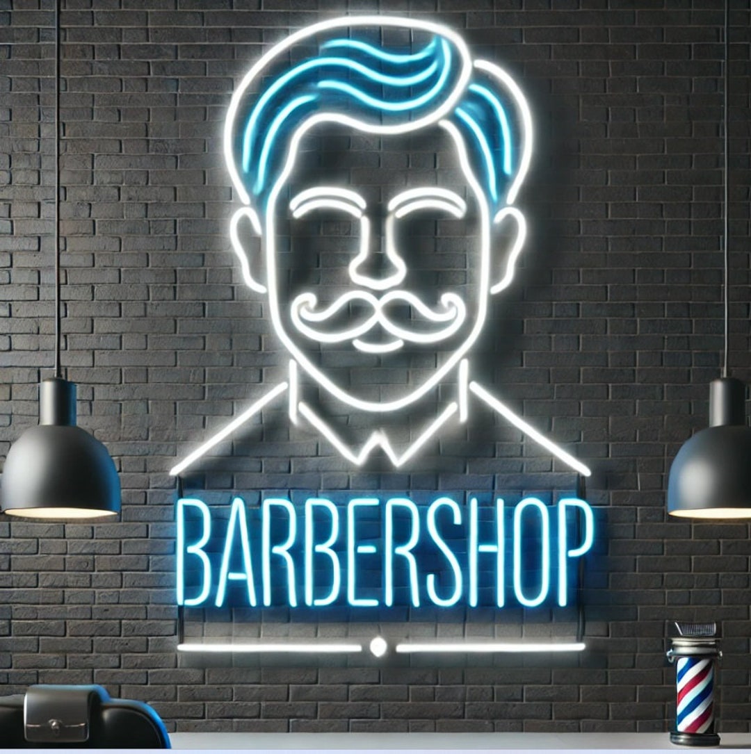 Barber Shop Neon Sign, Neon Barber Sign, Barber Pole Neon Sign, Neon ...