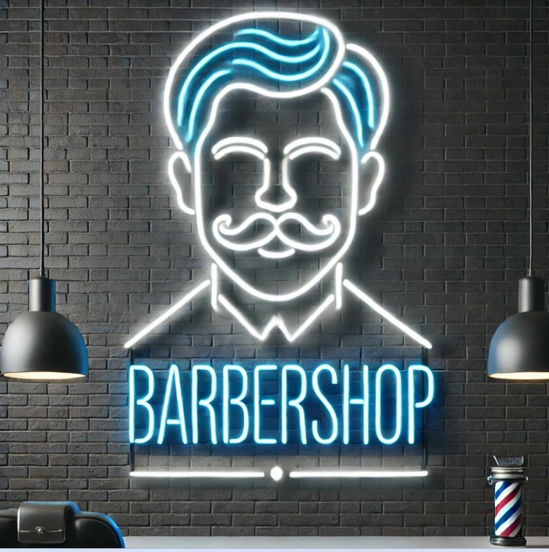 Barber Shop Neon Sign, Neon Barber Sign, Barber Pole Neon Sign, Neon ...