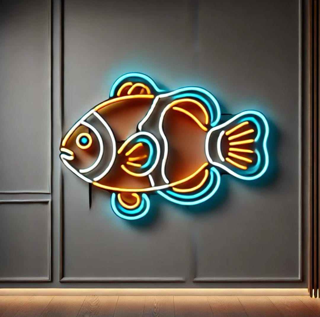 Clownfish Neon Sign, Fish Neon Light, Clownfish Light Sign, Aquatic ...
