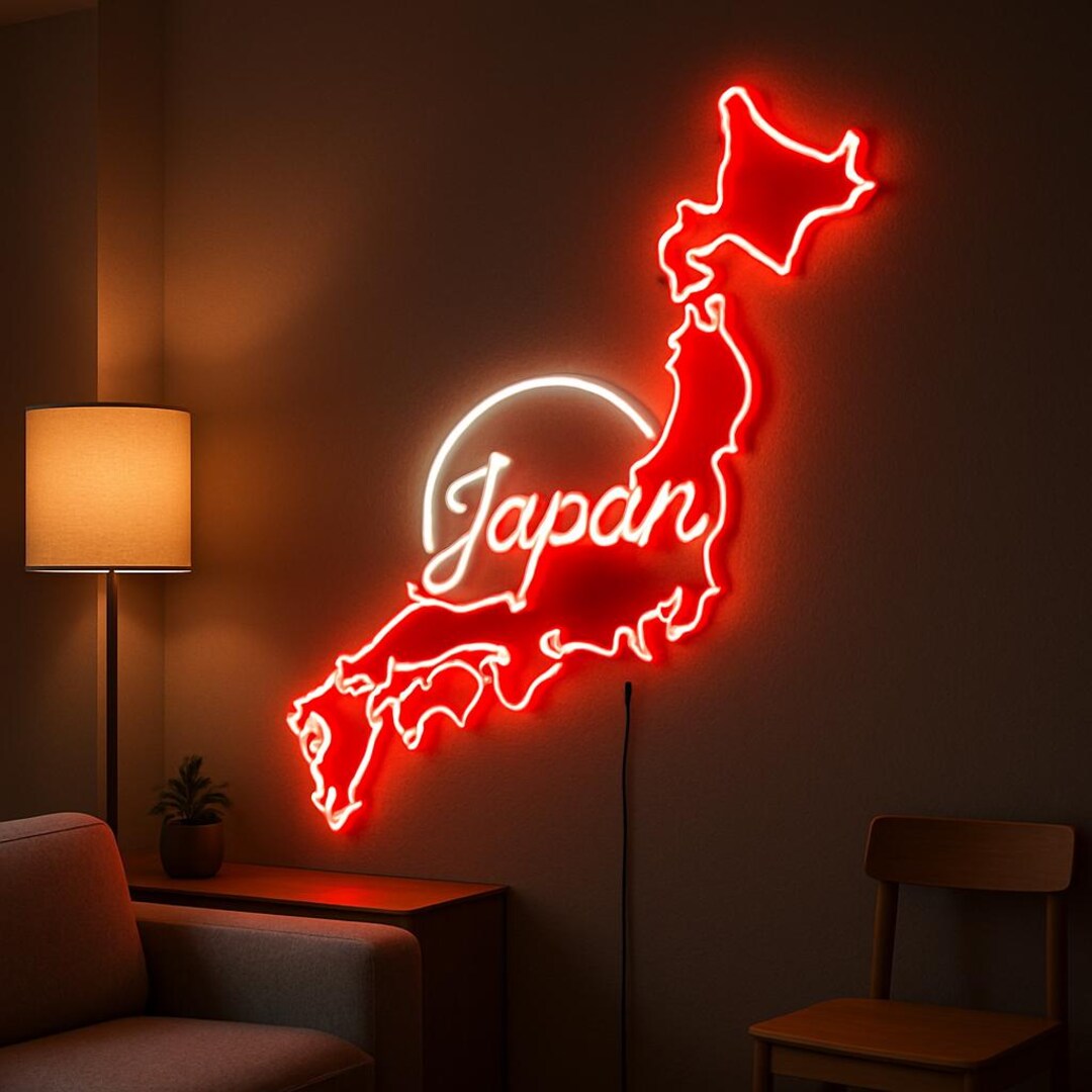 Japan Neon Sign – Glowing Map of Japan Wall Art, Japanese Room Decor ...