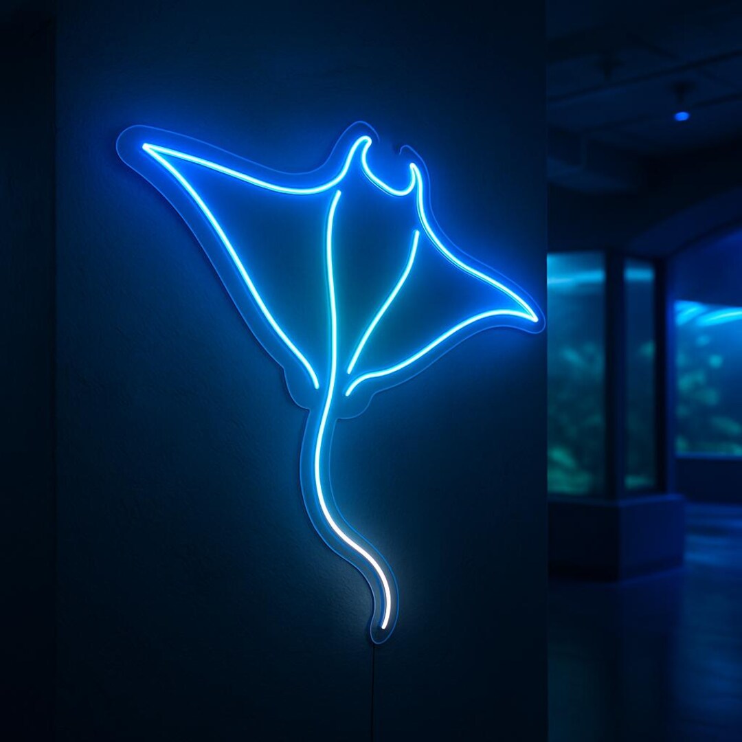 Manta Ray Neon Sign – Stingray Shaped LED Light for Ocean Lovers ...