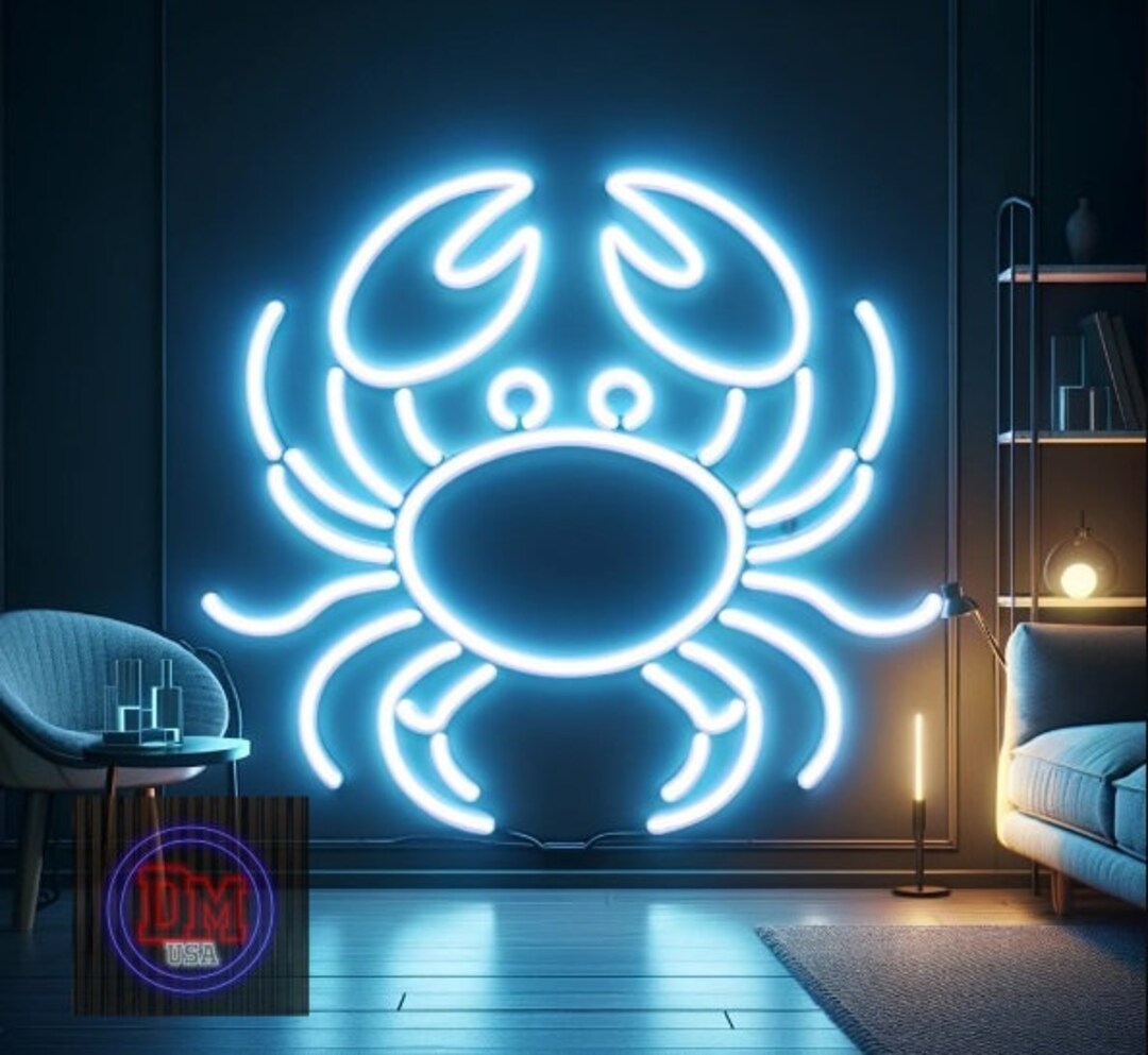 Neon Crab Sign, Crab-shaped Neon Sign, Neon Crustacean Sign, Crab Neon ...