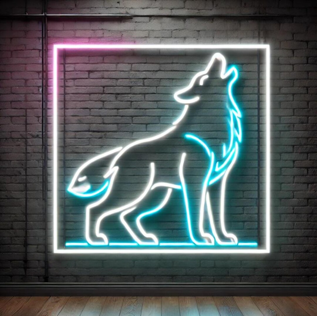Wolf Neon Sign, Neon Wolf Light, Coyote LED Sign, Angry Wolf Neon Light ...