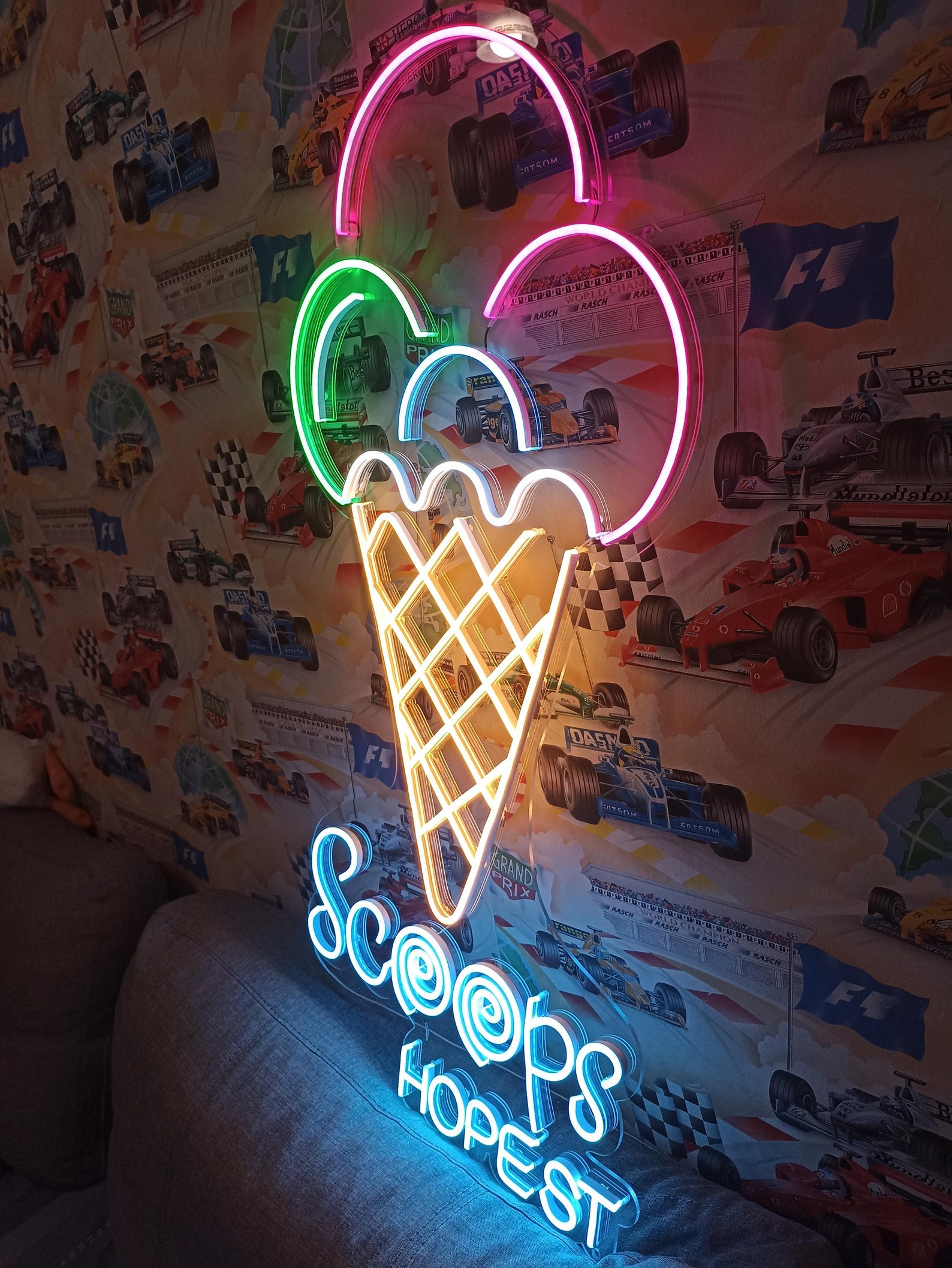 Neon Ice Cream Sign, Ice Cream Cone Neon Sign, Neon Ice Cream Cone ...