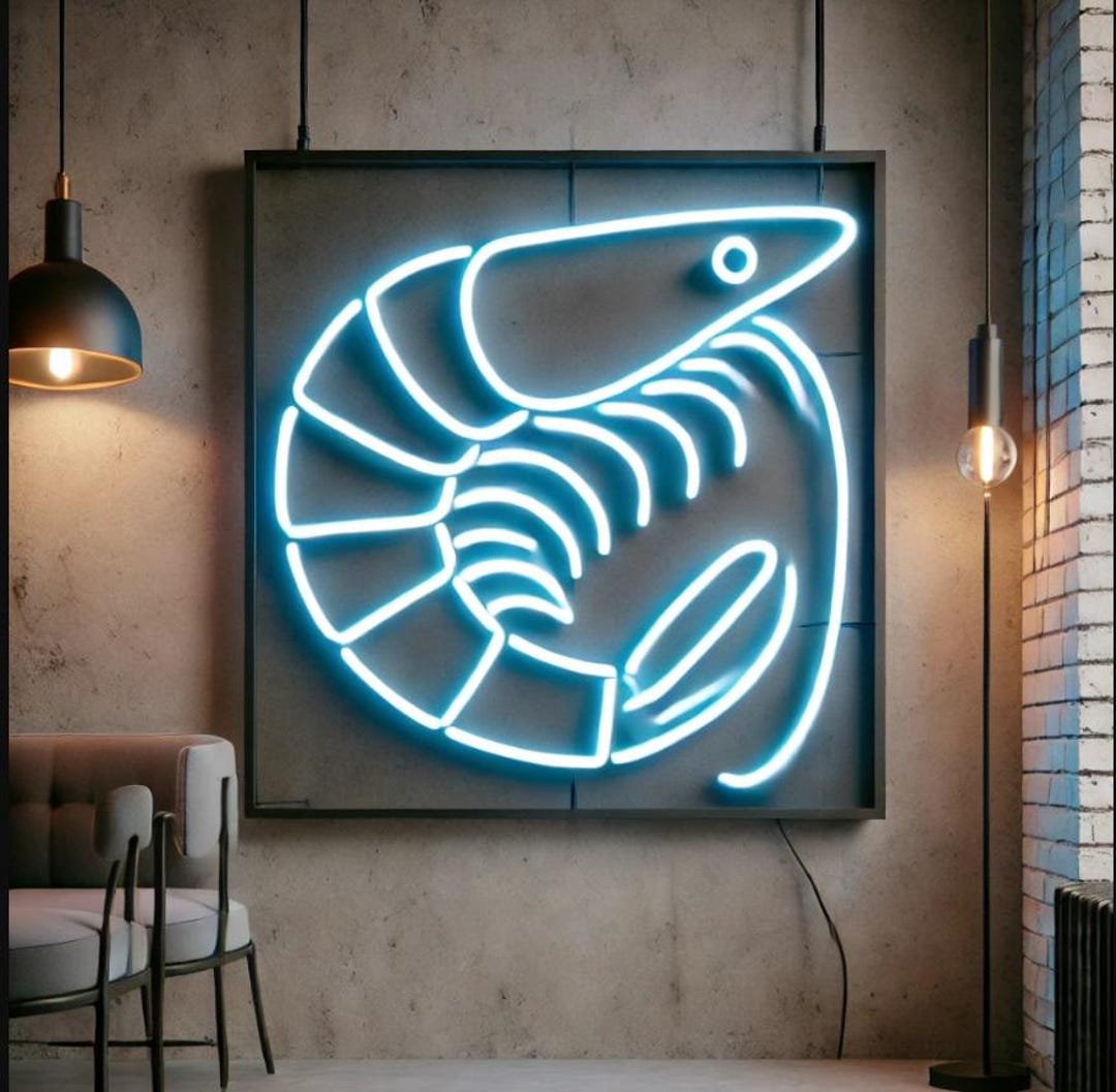 Shrimp Neon Sign, Neon Shrimp Sign, Shrimp Light Sign, Neon Seafood ...