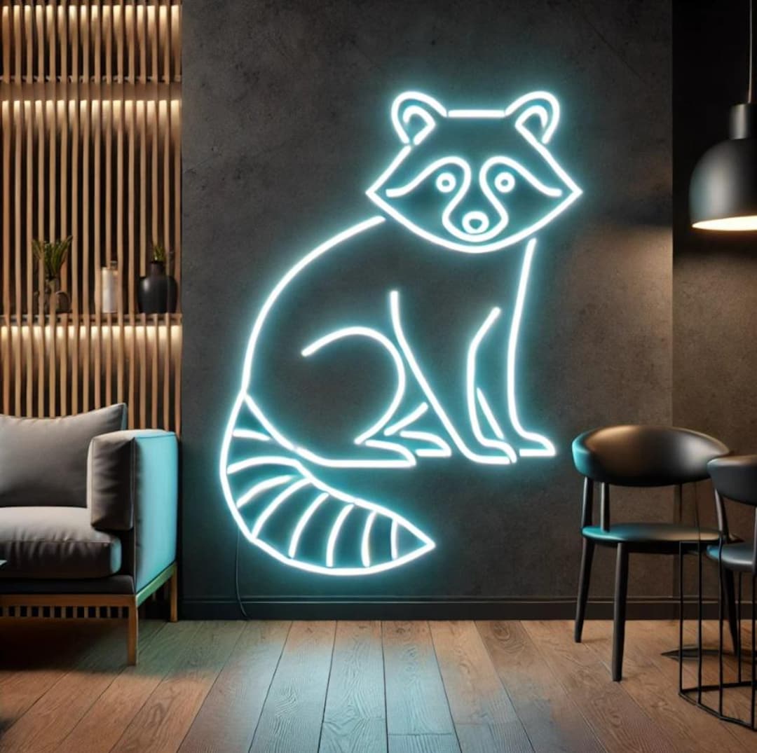 Raccoon Neon Sign, Neon Raccoon Sign, Raccoon-shaped Neon Light, Neon ...