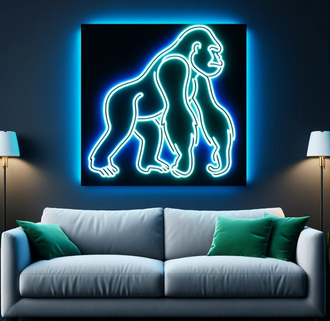 Gorilla Neon Sign, Gorilla Neon Light, Neon Monkey Sign, Neon Ape Sign ...