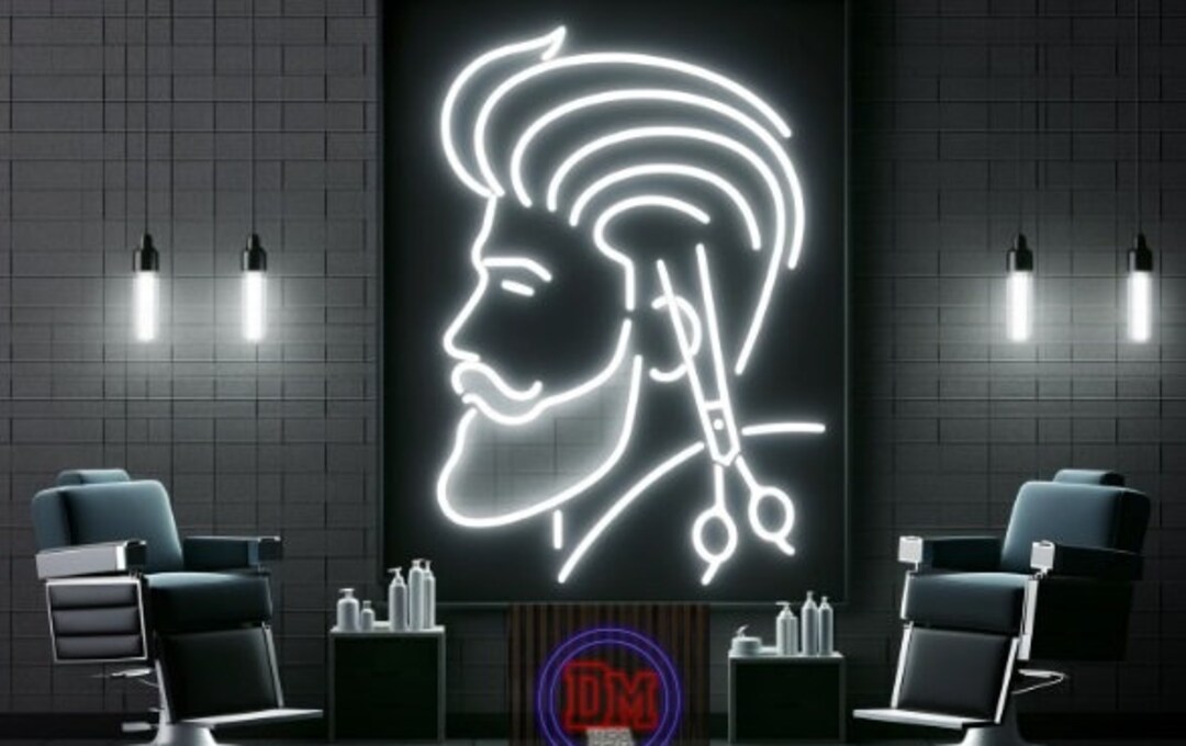 Barber Shop Neon Sign, Neon Barber Sign, Barber Pole Neon Sign, Neon ...