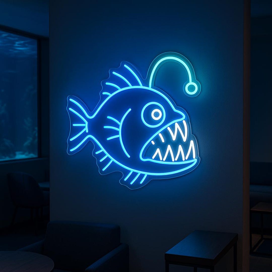 Anglerfish Neon Sign – Unique Sea Monster Wall Art - Etsy