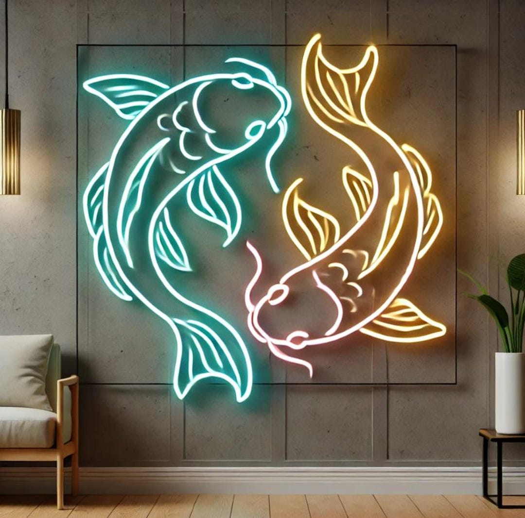 Koi Fish Neon Sign, Neon Koi Fish, Koi Fish Light Sign, Neon Koi Light ...