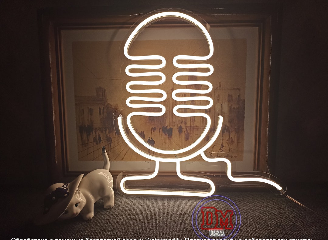 Microphone Neon Sign, Mic Neon Sigh, Mike Neon Sign, Karaoke Bar Neon ...