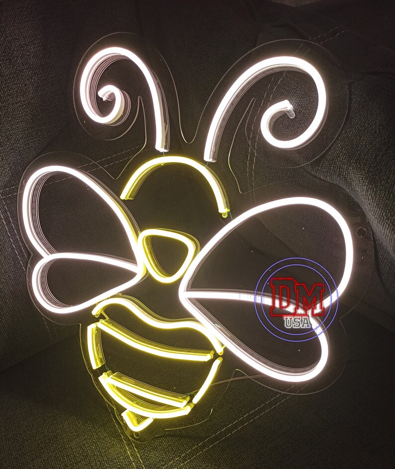 Bee Neon Sign, Honeybee Neon Sign, Bee Led Neon Light, Bee Lover Gift, Honey Neon Sign, Honeybee ...