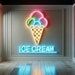 Neon Ice Cream Sign, Ice Cream Cone Neon Sign, Neon Ice Cream Cone ...