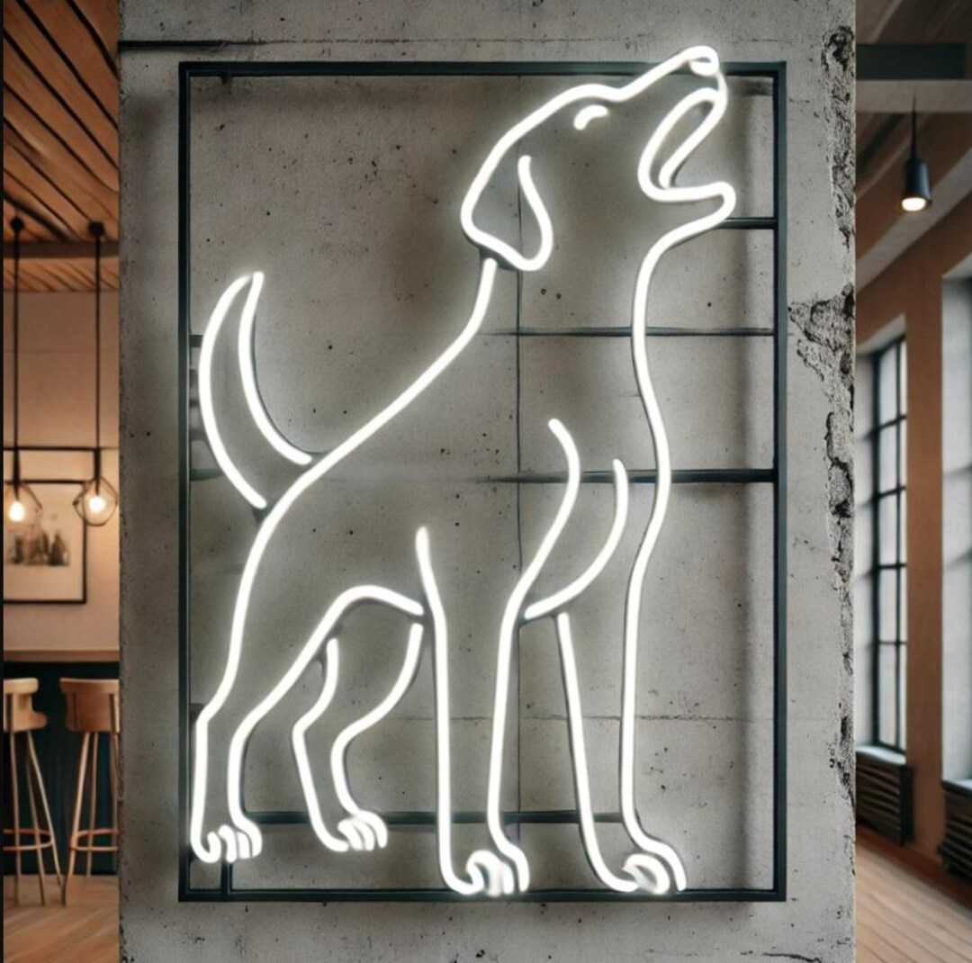 Dog Neon Sign, Barking Dog Neon Sign, Dog Lovers Neon Sign, Yard Dog ...