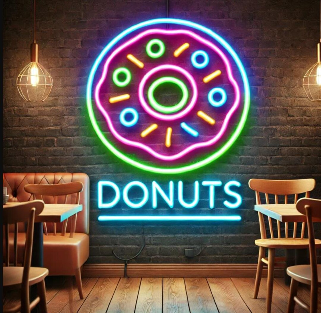Donut Neon Sign, Neon Donut Sign, Light up Donut Sign, LED Donut Sign ...