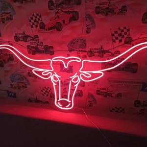 Longhorn Bull Neon Sign, Rodeo Bull Neon Sign, Head Bull Neon Sign ...