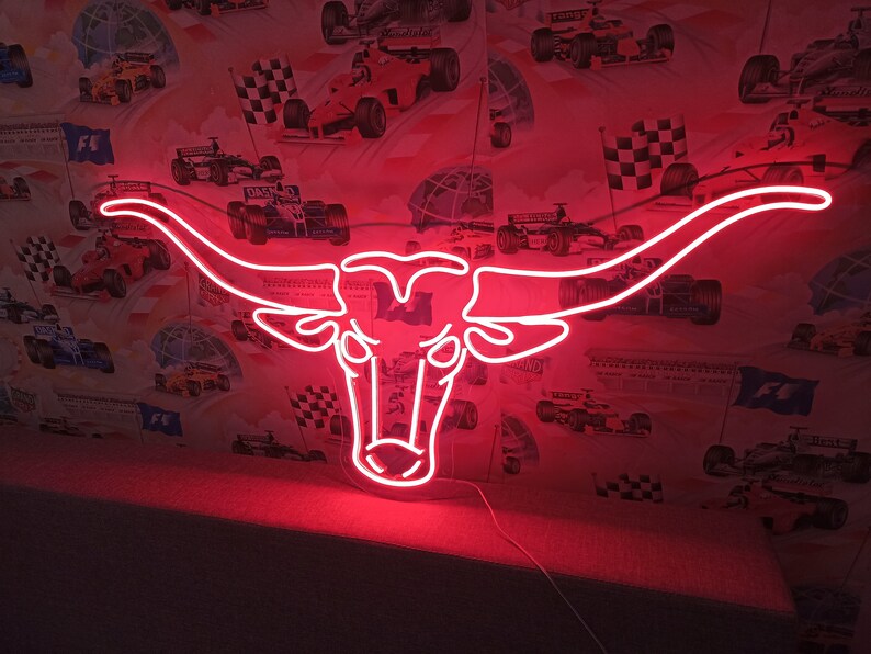Longhorn Bull Neon Sign, Rodeo Bull Neon Sign, Head Bull Neon Sign ...