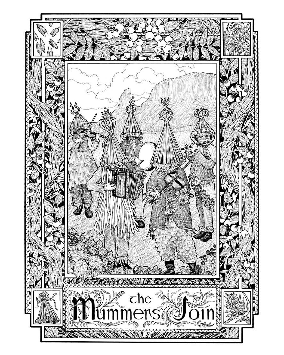 THE MUMMERS JOIN fine Art/illustration/print/folklore/mythology - Etsy