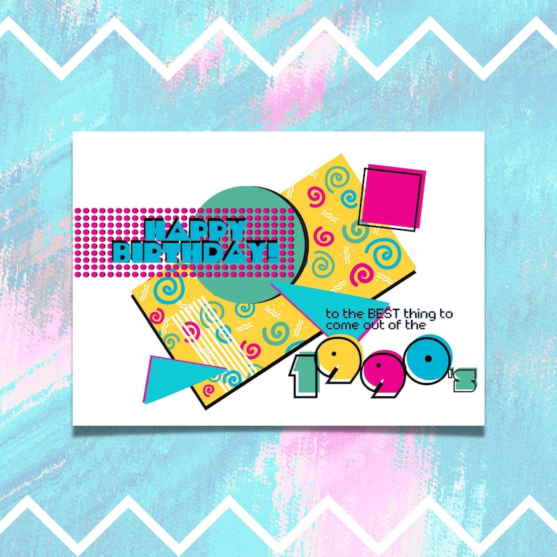 90s Retro Birthday Card - 90s Kid - Nineties Birthday Card - Retro ...