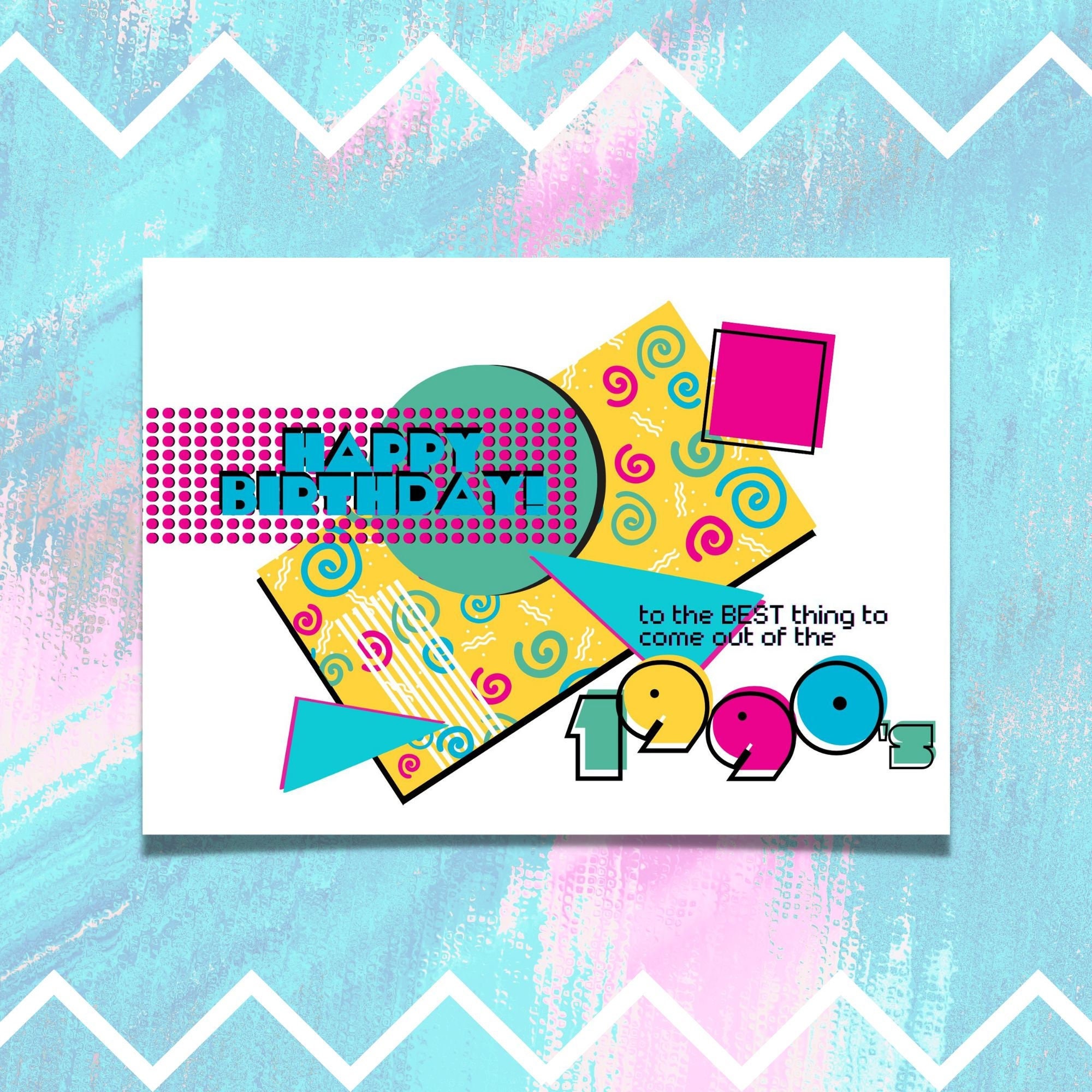 90s Retro Birthday Card 90s Kid Nineties Birthday Card Retro Inspired ...