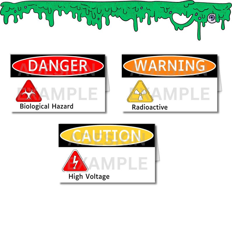 Toxic Food Labels, Hazard Symbol Label, Halloween Food Tent, Warning ...
