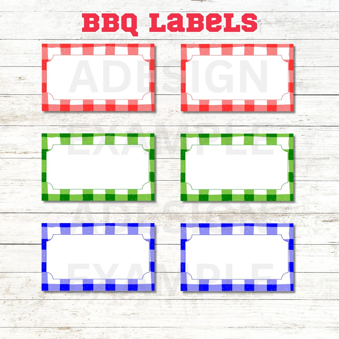 BBQ Food Labels, Chili Cook-off Tag, Memorial Day Food Tent, BBQ ...