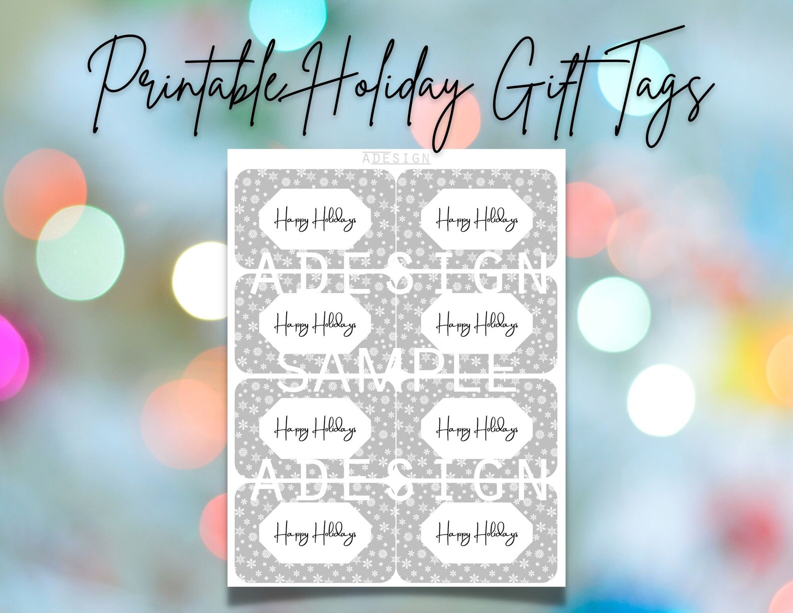 Holiday Christmas Gift Tag - Printable Tag - Happy Holidays Gift Tag ...