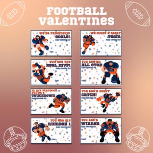 Football Valentines Cards - Kids Printable, Orange & Blue (digital ...