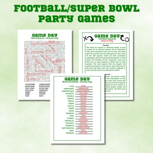 Super Bowl Game Day Bundle - Football Party Games - Football Squares ...