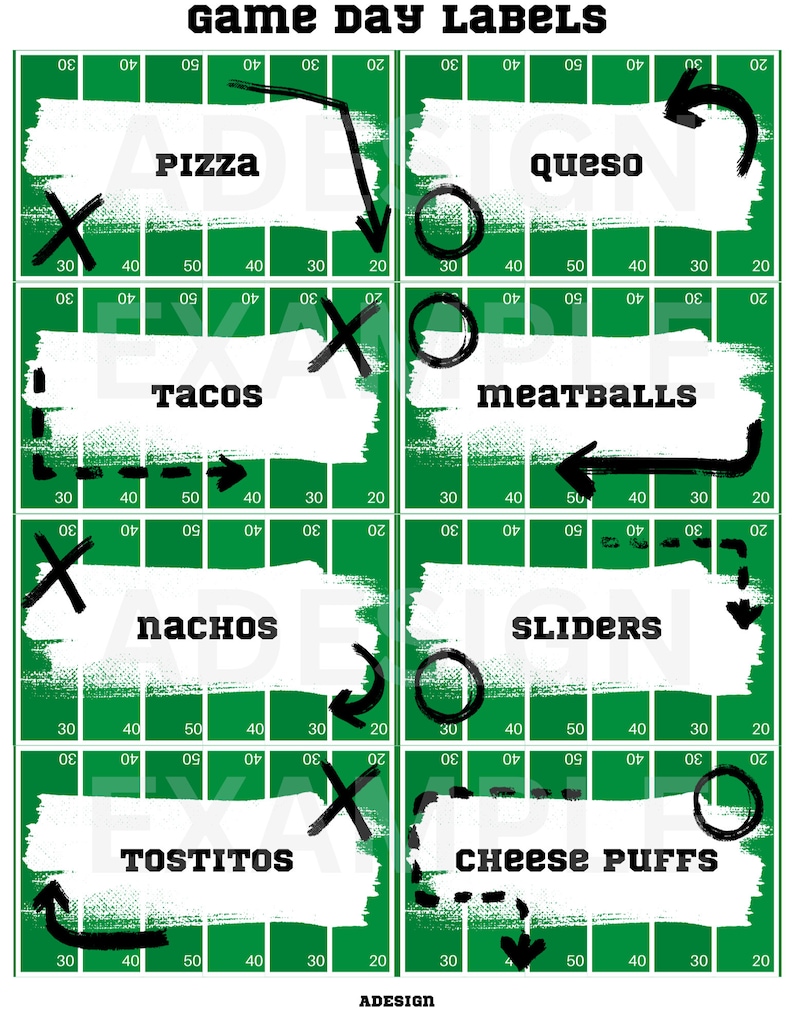 Football Game Day Food Labels Template - the Big Game Printable (canva ...