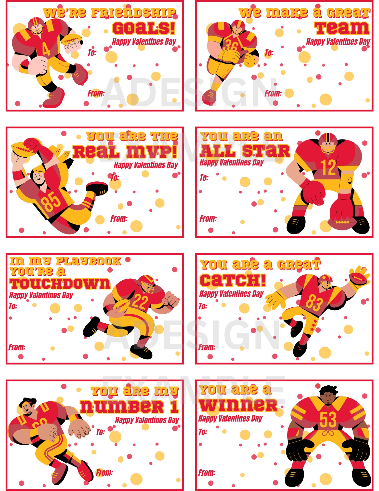 Printable Football Valentines Day Cards Kids Sports Valentine Cards ...