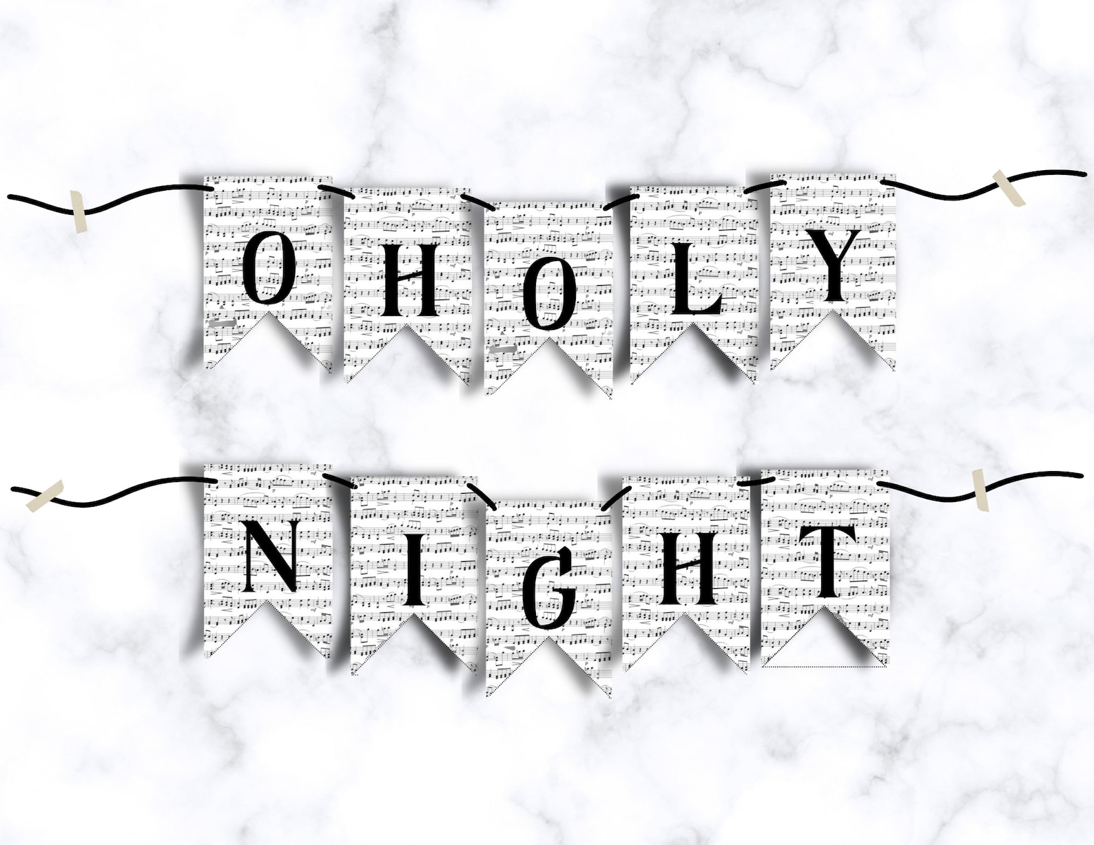 Printable Musical Notes Banner Flags - Christmas Pennant Banner - Black ...
