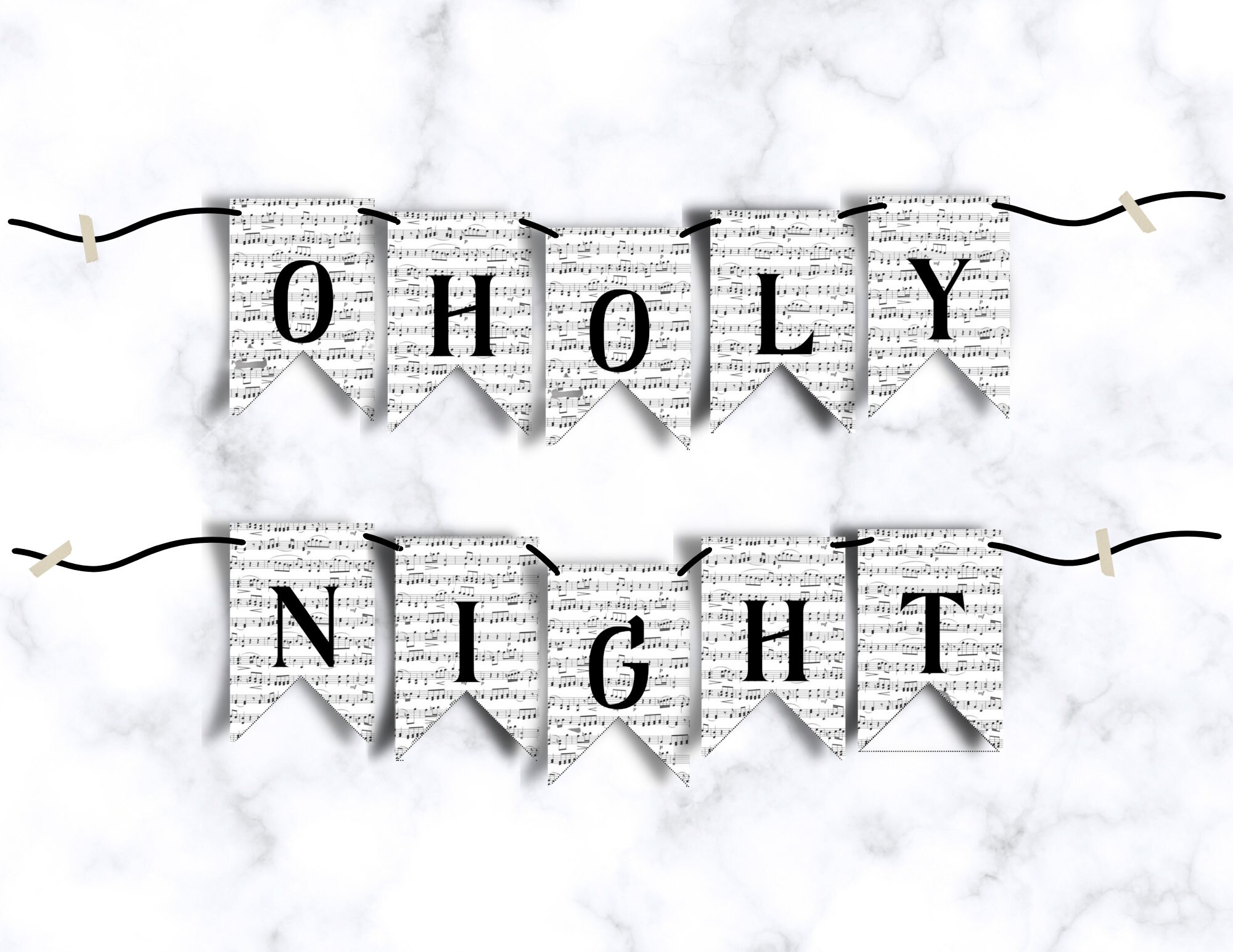 Printable Musical Notes Banner Flags - Christmas Pennant Banner - Black ...