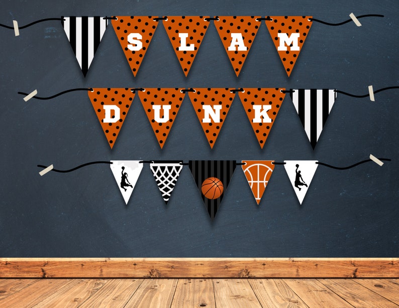 Printable Basketball Banner - Pennant Banner - Basketball Party Banner ...