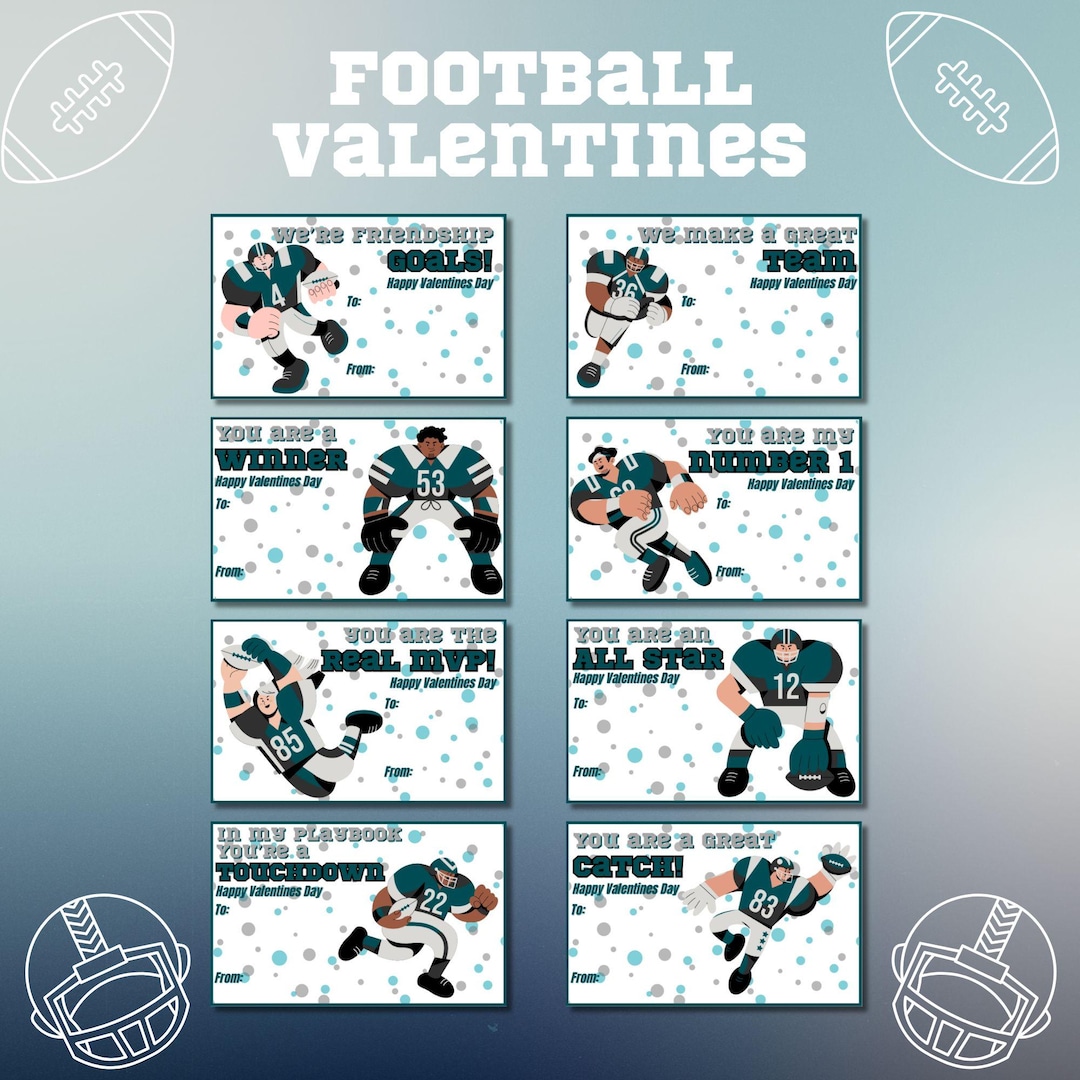 Printable Football Valentines Day Cards - Kids Sports Valentine Cards ...