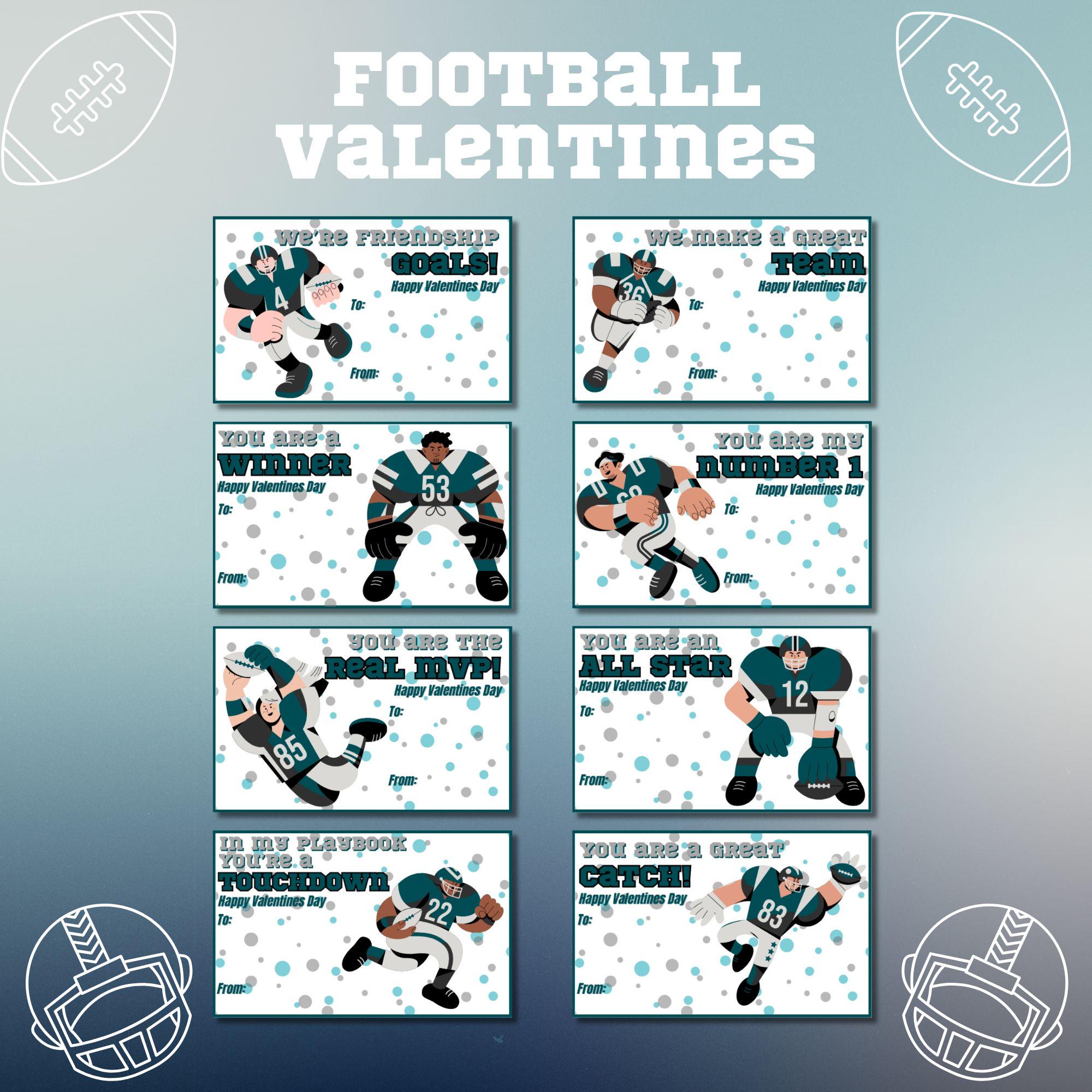 Printable Football Valentines Day Cards - Kids Sports Valentine Cards ...