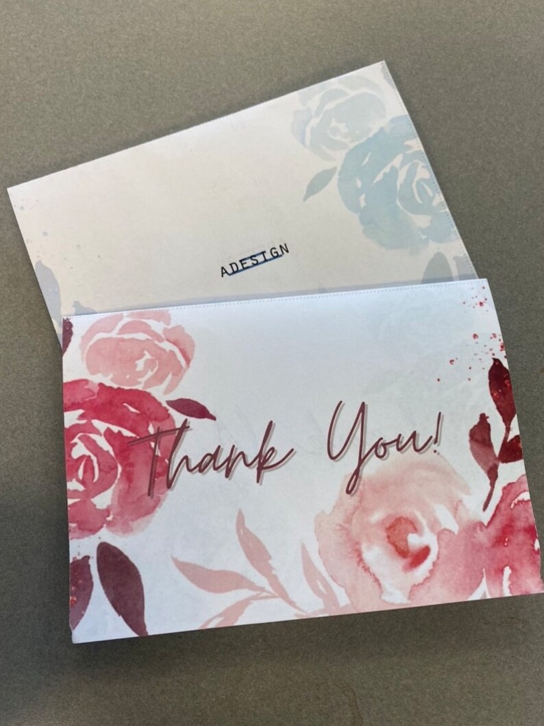 Printable Thank You Cards Foral Card Set of 4 Instant - Etsy