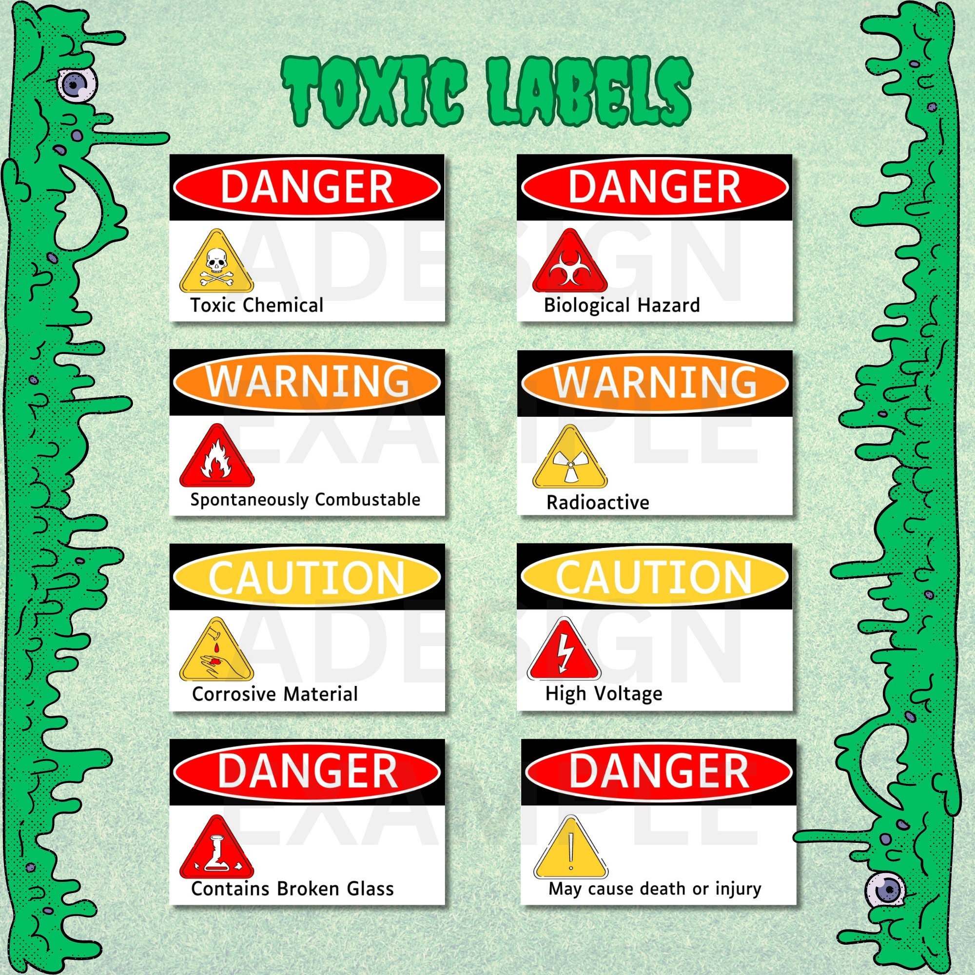 Toxic Food Labels, Hazard Symbol Label, Halloween Food Tent, Warning ...